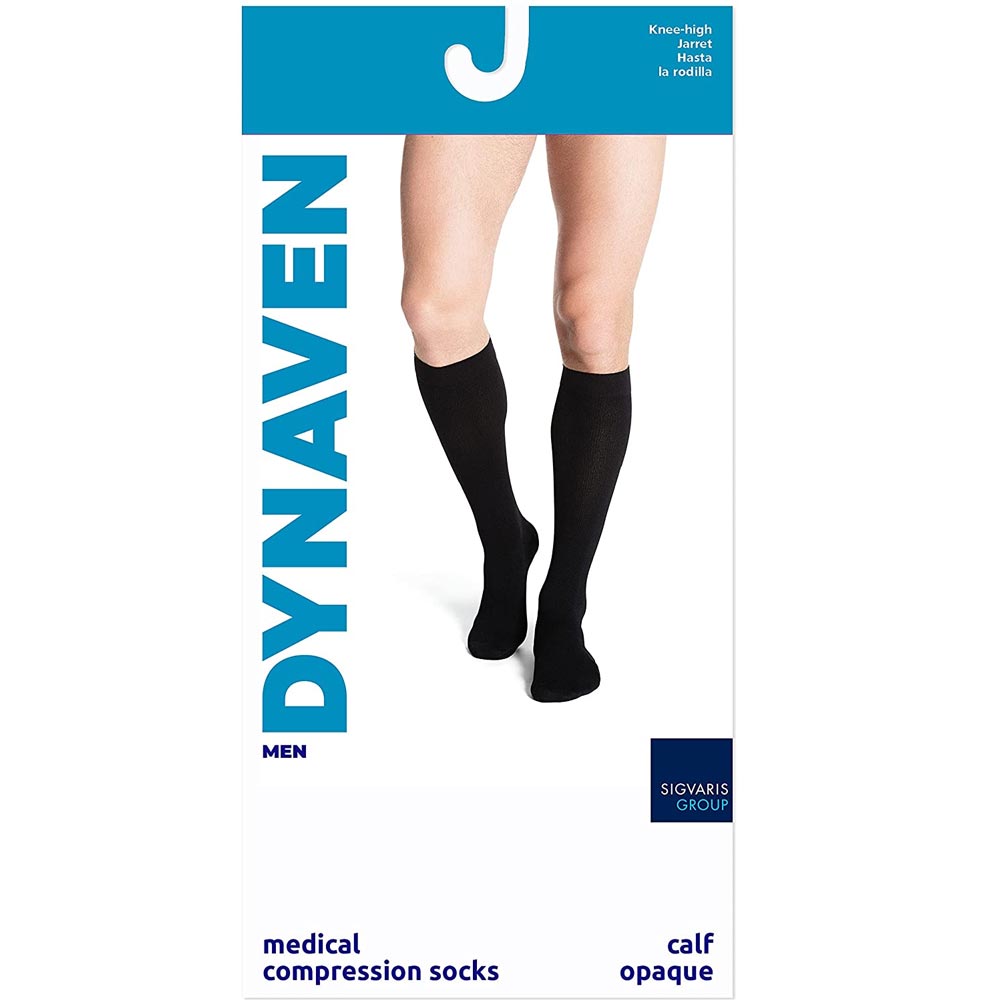 SIGVARIS Men’s DYNAVEN 30-40mmHg Closed Toe Calf-High Compression Socks