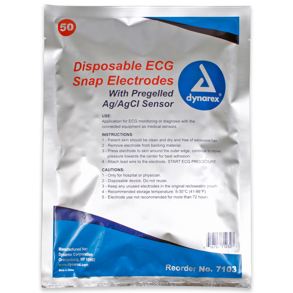 Dynarex ECG Snap Electrodes 50mm x 55mm - 12 pouches/Case | Pro Therapy ...
